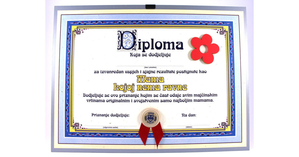Diploma Mama kojoj nema ravne | CMOK